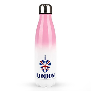 I Love London Stainless Steel Water Bottle with Lid Insulated Sport Bottle for Travel Picnic Camping 17 Oz