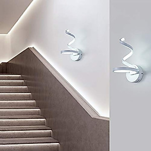 CHYING LED Wall Sconce Modern Spiral Bathroom Wall Light White Wall Lamp 15W Cool White 6500K Indoor Wall Light Fixture for Bedroom Stairs Living Room Hallway