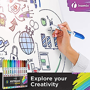 Dry Erase Markers for Whiteboard - Dual Tip White Board Markers, Ultra Fine Tip Markers - Fine Point Erasable Markers for Kids - 12 Set