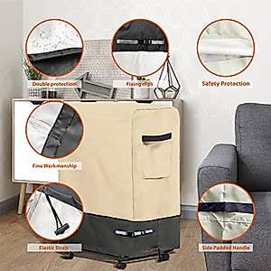 Aaaspark Folding Bed Storage Cover, Rollaway bed cover, waterproof and breathable Oxford cloth, suitable for 39 inch double bed (39 "x 15" x 44.8 "), indoor and outdoor universal, beige gray splicing