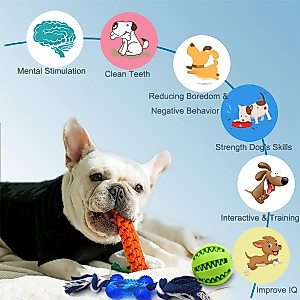 Beiker Dog Teething Chew Toys - 15 Pack Tough Small Medium Large Breed Puppy Toys, Dogs Rope Chew Toys Bundle for Boredom, Pet Interactive Squeaky Treat Dispensing Ball for Puppies
