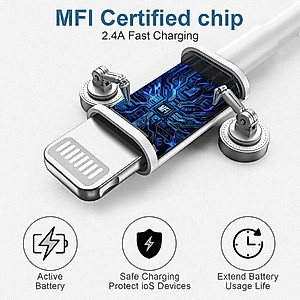 5 Pack [Apple MFi Certified] iPhone Charger 3ft, Apple USB to Lightning Cable 3 Foot, Original Fast iPhone Charging Cord for iPhone 13 Pro Max/iPhone 13/12Pro Max/12 Pro/11/Se2022/XR/X/8/iPad, White