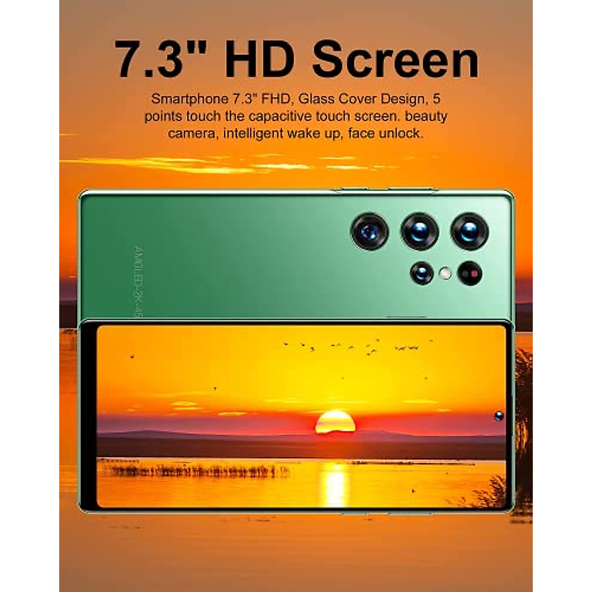 Echoamo 5G Unlocked Cell Phones，4G+128GB Dual Sim Smartphones, 6.8inches Waterdrop Screen C21 Unlocked Mobile Telefono, Android Unlocked Phone 24+48 MP | 5000mAh | Fingerprint Lock & Face ID (Green)