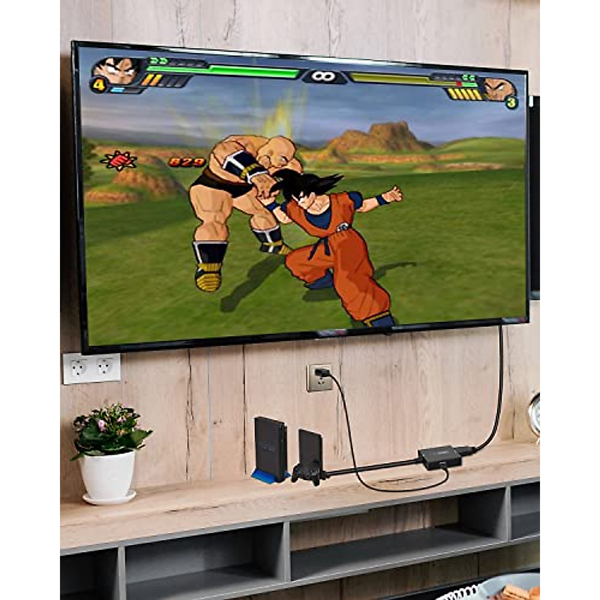 Uzifhdhi PS2 to HDMI Converter, PS2 to HDMI Adapter with HDMI Cable for PS2 to HDMI HDTV/Monitor Supports All PS2 Display Modes