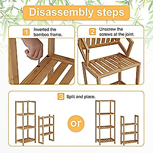 Kinlife Bamboo Shelves Removable 7-Layer - Shelving Unit, Storage Standing Shelf Units Corner Shelf for Bathroom, Living Room, Kitchen