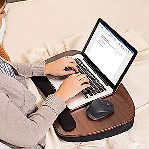 Sofia + Sam Oversized Lap Desk with Memory Foam Cushion | Wrist Rest Cushion | Fits Laptops Up to 17" | Brown and Black | Computer Lap Tray | Portable Home Office Workstation