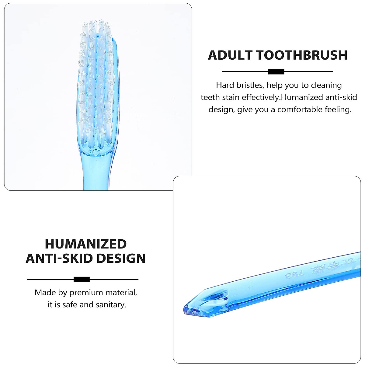 HEALLILY Hard Bristles Toothbrush Durable Practical Cleaning Toothbrush for Daily Use 12pcs