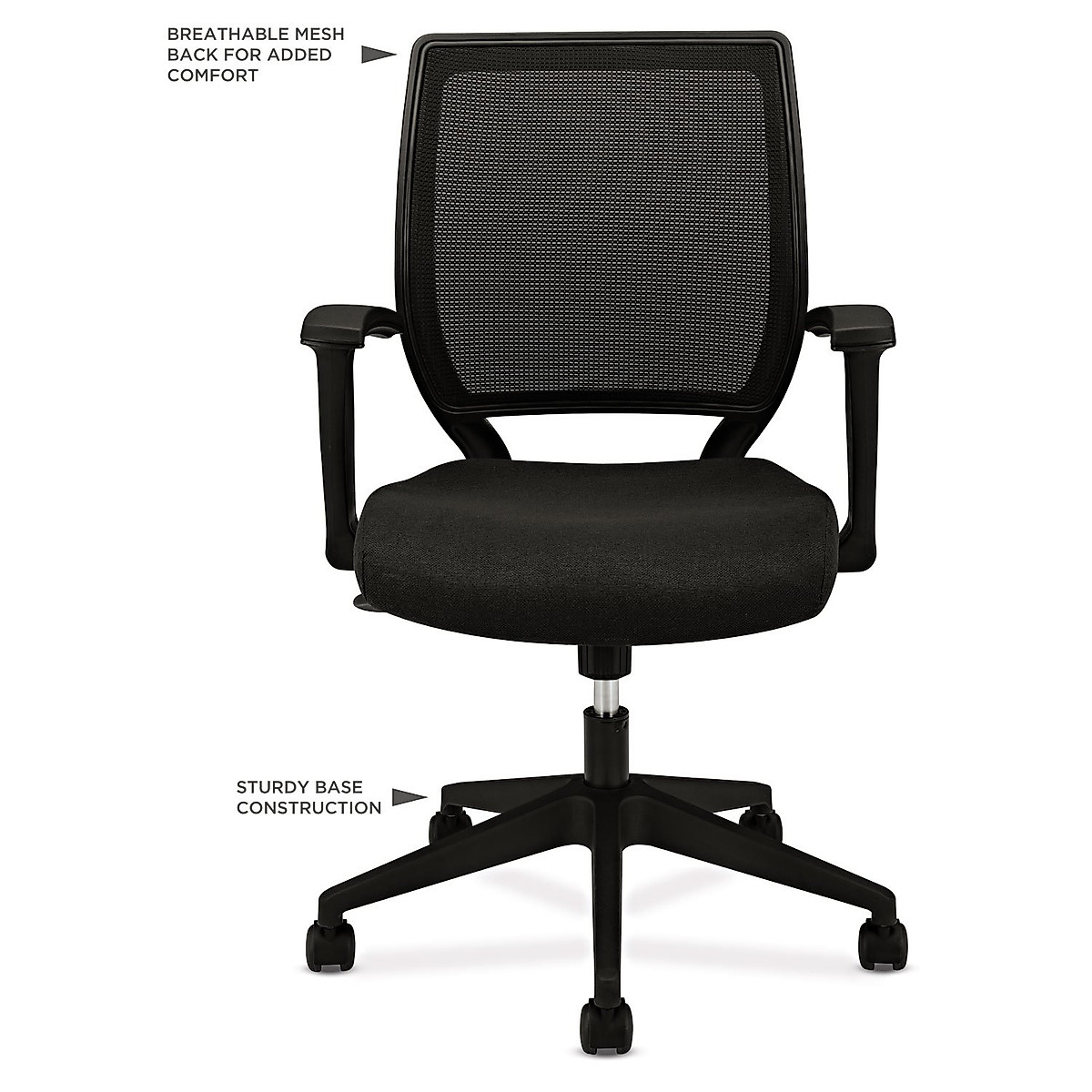 HON VL521VA10 VL521 Series Mid-Back Work Chair, Mesh Back, Fabric Seat, Black