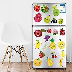 Cartoon Fruit Wall Sticker DIY Kitchen Green Fruit Apple Watermelon Pear Banana Sticker Decorative Peel and Stick Glass Door Refrigerator Door Window Restaurant Wall Sticker