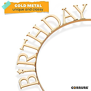 CORRURE Birthday Girl Headband Tiara, Gold Birthday Crown Headpiece, Party Hair Accessories for Girls and Women, Sweet 16, 18th 21st 25th 30th 40th 50th or Any Other Bday Party Decorations Supplies