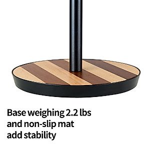 Paper Towel Holder, Paper Towel Holder Countertop with Heavy Weighted Multi-Color Wood Base for Standard or Jumbo-Sized Roll, Easy One-Handed Tear Standing Paper Towel Holders, Black