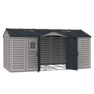 Duramax - Garden shed – APEX PRO Plus 15 x 8 – PVC Resin – Light and Dark Grey – Includes Floor