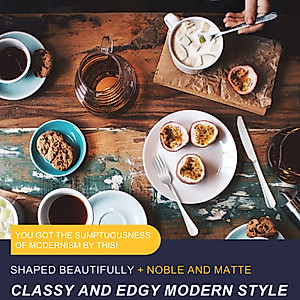 Premium stainless steel cutlery set, including sturdy fork, knife and dessert spoon with a portable travel cutlery storage bag - perfect for parties and picnics - Flatware Cutlery Set