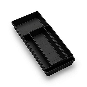 madesmart 3 Bin Pack-CARBON COLLECTION Soft-Grip Lining & Non-Slip Rubber Base & BPA-Free, Medium