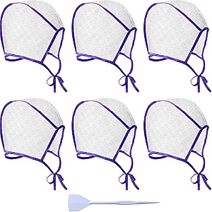 6 Pieces Hair Cap Highlighting Frosting Cap Highlight for Dye Color with Plastic Hooks Hair Coloring Salon Hairdressing Tool Kit Supplies(Purple)