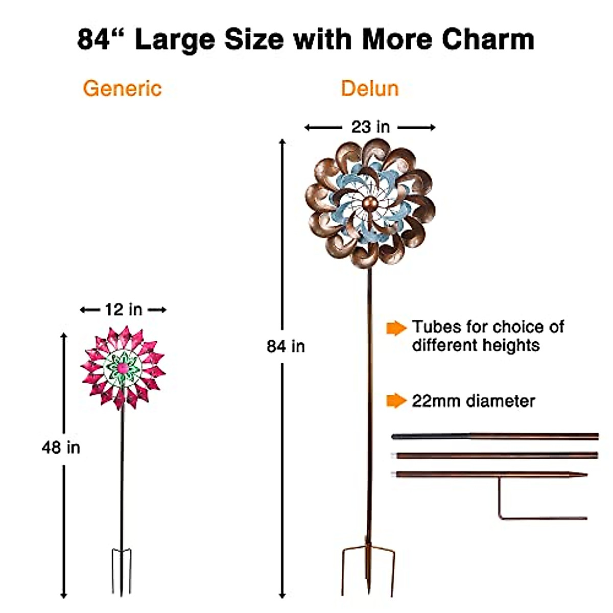 84 Inch Garden Metal Wind Spinner Gifts for Women Mom-Pinwheels Kinetic Art Windmill for Yard Lawn Patio& Garden Decor Outside