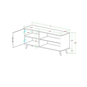 Walker Edison Saxon Modern Glass Shelf TV Stand for TVs up to 58 Inches, 52 Inch, Dark Walnut
