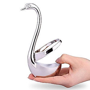 Thyggzjbs Dinnerware Set, Stainless Steel Fruit/Dessert Flatware SwanBase Holder, With 4 Forks & 4 Spoons (Set of 2) (Round)