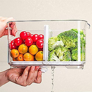 SANNO Vegetable Fruit Containers Fridge Food Storage Produce Saver Container Stackable Refrigerator Freezer Organizer Fresh Keeper Drawers Organizer set of 2