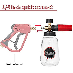 Raincovo Foam Cannon for Pressure Washer, Transparent Bottle Heavy Duty, Soap Cannon Lance Adjustable, 1/4 Inch Quick Connect