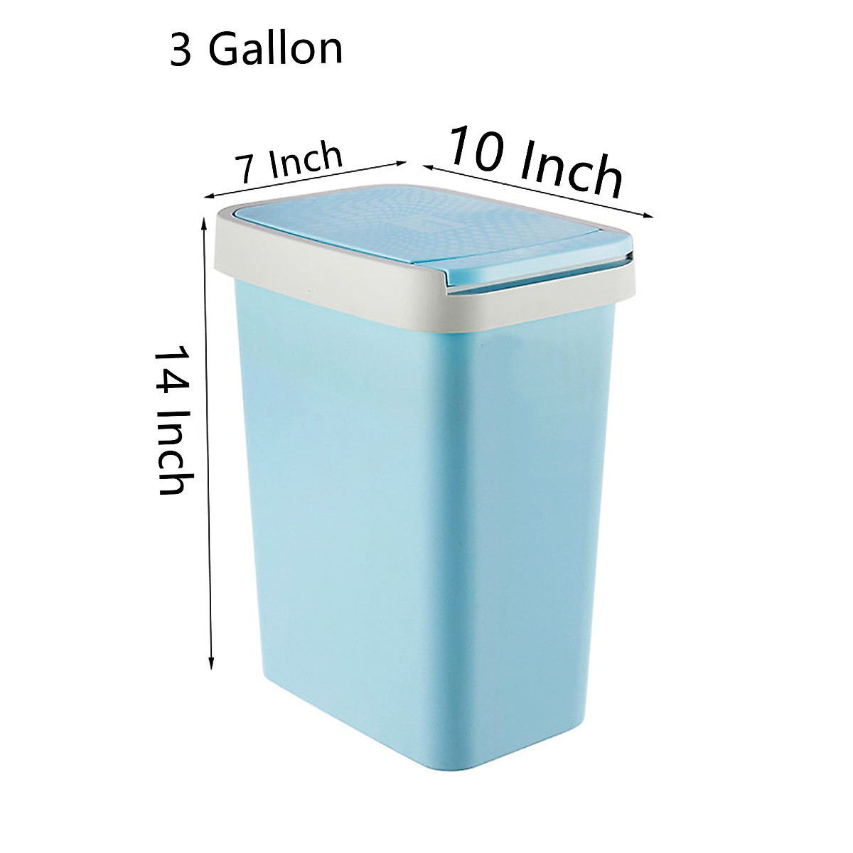 Plastic Garbage Can 3 Gallon Small Wastebasket Narrow Garbage Can with Lid Rectangle Trash Can for Kitchen, Bathroom, Bedroom, Home Office, Craft Room, Dorm Room, Powder Room (Navy blue)