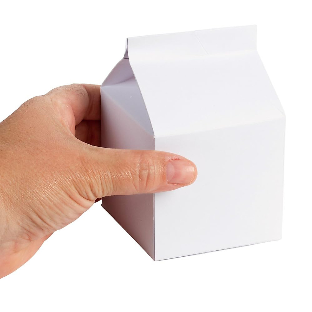 Pack of 48 White Party Favor Milk Cartons - Ready to Personalize Cafeteria Milk Gift Boxes for Wedding, Birthday Party, Baby Shower and Bridal Shower Favors (Size: 3" L x 3" W x 5" H)