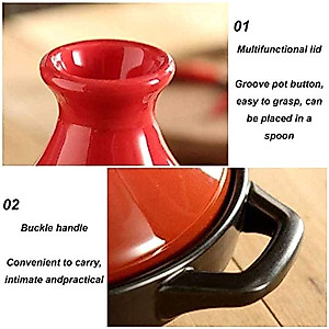 Moroccan Tagine Pot, Thickened cast iron enamel clay pot rice, with 2 Handle and Lid, for Cooking and Slow Stew Ceramic Casserole,Yellow