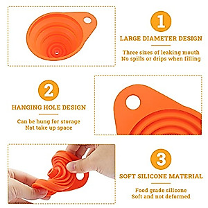 KUFUNG Silicone Collapsible Funnel Set of 4, Small and Large, Kitchen Gadgets Foldable Funnel for Water Bottle Liquid Transfer Food Grade