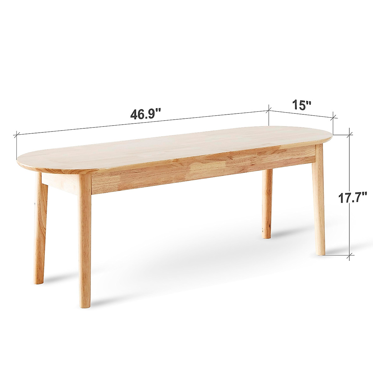 Livinia Aslan 47" Malaysian Oak Round Wooden Dining Bench/Solid Wood Bedroom Entry Way Kitchen Corridor Bench (Natural Oak)