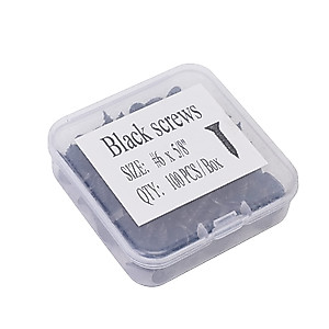 #6 X 5/8" Wood Screws 100pcs Black Flat Phillips Screws Self Tapping Wood Screws Carbon Steel Assorted Drywall Screws for Wood, Cabinet, Furniture