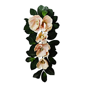 VGIA 30 inches silk magnolia teardrop garland for wedding party home garden, wedding arch garden wall decoration, home decoration - Pink