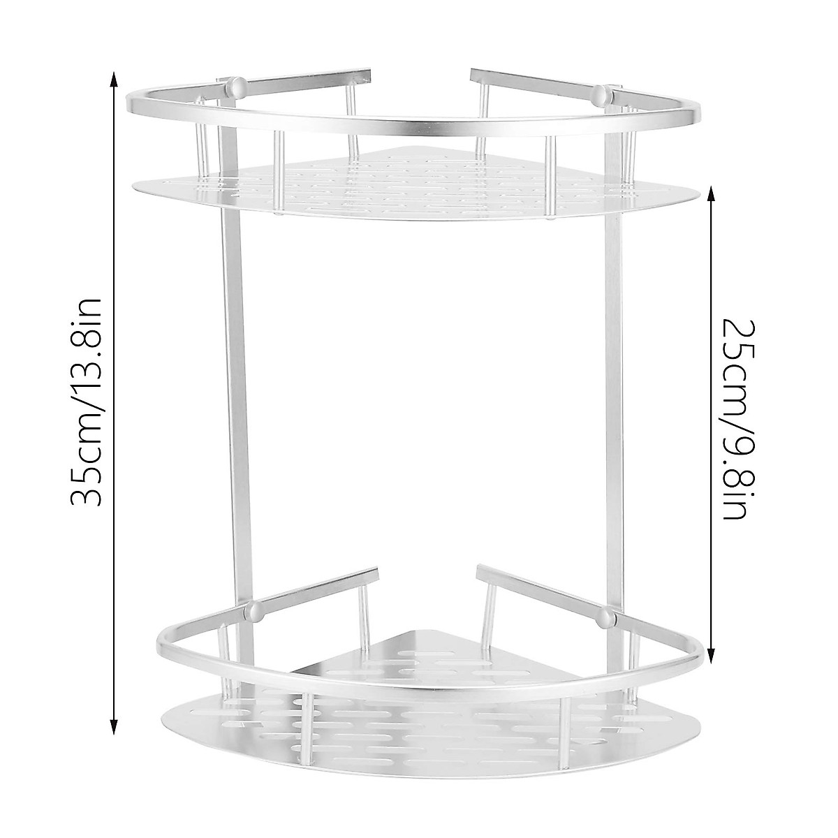 Corner Shower Caddy, 2 Tier Shower Corner Shelf Wall Mounted Aluminum Bathroom Shelves Shelf Organiser Triangular Shower Caddy Basket