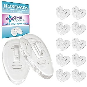 GMS Optical® Soft Silicone Symmetrical Shape Eyeglass Nose Pads (15mm Push-in, 10 Pair)