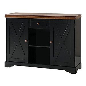 Kings Brand Furniture - Wood Buffet Cabinet Console Table, Black / Walnut