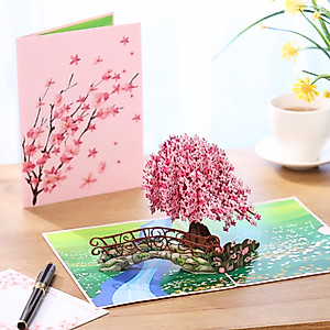 Pop Up Flower Birthday Cards, Cherry Blossom Tree 3D Pop Up Birthday Cards, Thank You Card 6x 8", Anniversary Card, Mother's Day Card, Valentines Card All Occasion for Women, Wife, Mom, Grandma, Her