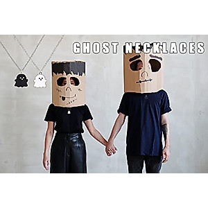 Kefley Halloween Ghost Necklace for Couples Friendship Necklace for 2 Best Friend Birthday Christmas Gifts for Bestie Halloween Themed Gifts for Bff Matching Necklaces