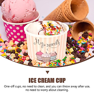 Zerodeko Yogurt Container 50 Sets Dessert Paper Cups Dessert Bowls Disposable Yogurt Bowl Ice Cream Cups Lidded Cake Bowls for Sundae Bar Cake