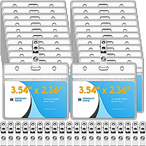 150 Sets Clip on Name Tag Clear Name Badge with Clip Waterproof PVC ID Badge Holder Transparent Name Tag Holder with Resealable Zipper Seal and Metal Badge Clip for Teacher Student Worker