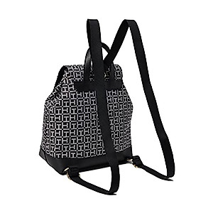 Tommy Hilfiger Gretta II Flap Backpack With Hangoff Square Monogram Jacquard Black/White One Size
