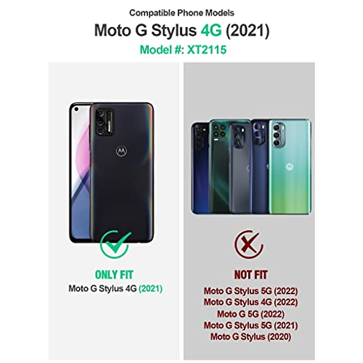 Poetic Guardian Series Case Designed for Motorola Moto G Stylus (2021), Full-Body Hybrid Shockproof Bumper Cover with Built-in-Screen Protector,Green/Clear