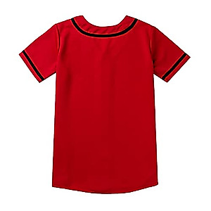 EALER BJW80 Womens Button Down Baseball Jersey, Blank Softball Team Uniform, Hip Hop Hipster Plain Tshirts Short Sleeve Active Tee Shirts Red