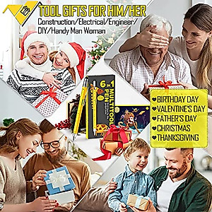 Stocking Stuffers Gifts for Men Dad-Multitool Pen Construction Tools, Pen Tool Gadget for Men Women,Gifts Ideas for Engineer Woodworkers Carpenter Stylus,Ruler,Level,Screwdriver,Ballpoint Pen 1 Pack
