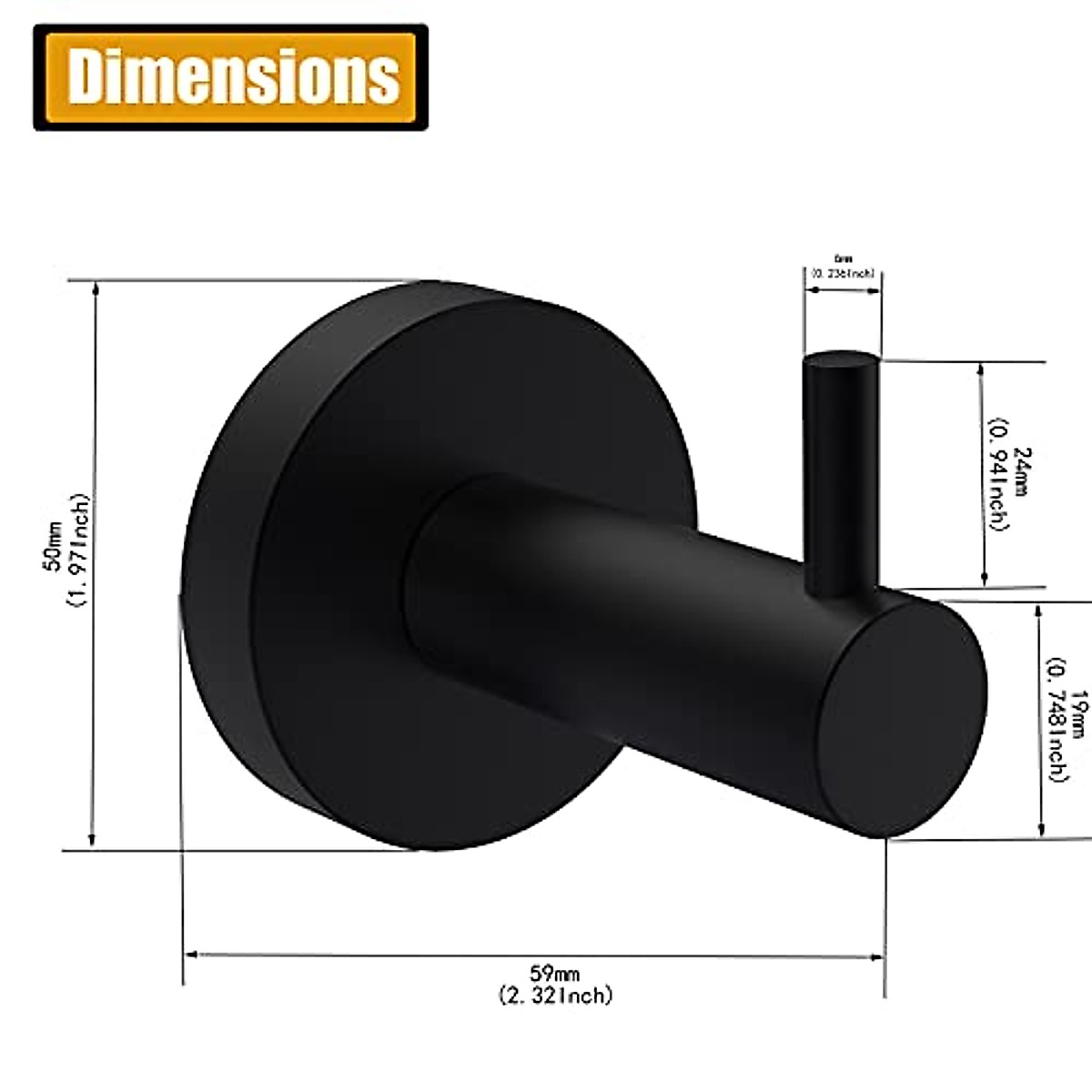 MENGTUTOO Bathroom Towel Hooks Robe Hook Holder Heavy Duty Wall Hooks SUS 304 Stainless Steel Coat Hook for Kitchen, Bathroom, Shower Wall Mounted Hanging Hooks Matt Black