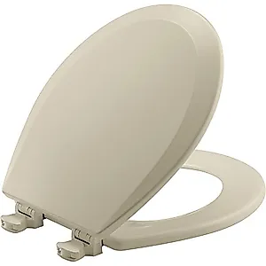 CHURCH 540EC 006 Toilet Seat with Easy Clean & Change Hinge, ROUND, Durable Enameled Wood, Bone