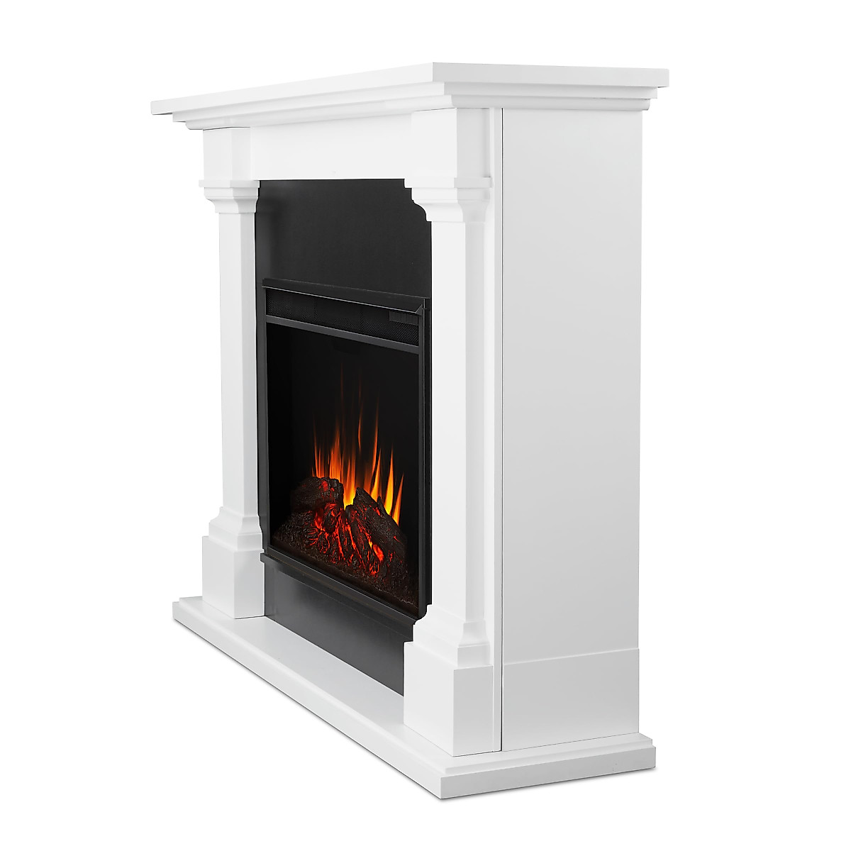 Real Flame Callaway Grand Electric Fireplace, Free-Standing with Mantel & Real Wood Finish