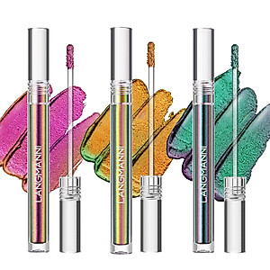 LANGMANNI Liquid Glitter Eyeshadow Chameleon Eyeshadow Makeup,Metallic Changing Long-lasting Holographic Glitter Multichrome Eyeshadows (C-Ember)