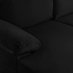 Casa Andrea Milano Modern Large Velvet Fabric U-Shape Sectional Sofa, Double Extra Wide Chaise Lounge Couch, Black