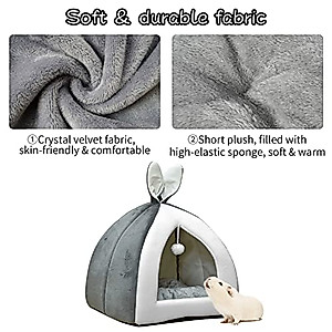 Fhiny Rabbit Bed Cave Cozy Guinea Pig Hideout Cute Bunny Bed Large House Winter Nest Dwarf Rabbit Cage Accessories for Chinchilla Ferret Hedgehog or Other Small Animals