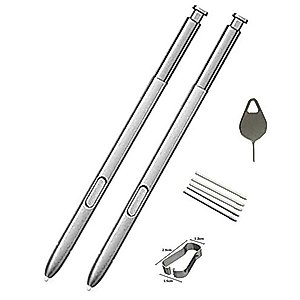 2PCS Galaxy Note 8 Pen Replacement Stylus Touch S Pen Galaxy Note 8 Note8 N950 Stylus Touch S Pen +Tips/Nibs+Eject Pin Black (Silver)