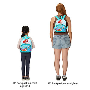 The Little Mermaid Mini Backpack Set - 10” Canvas Ariel Backpack with Front Pocket and Bottle | Little Mermaid Backpack Bundle